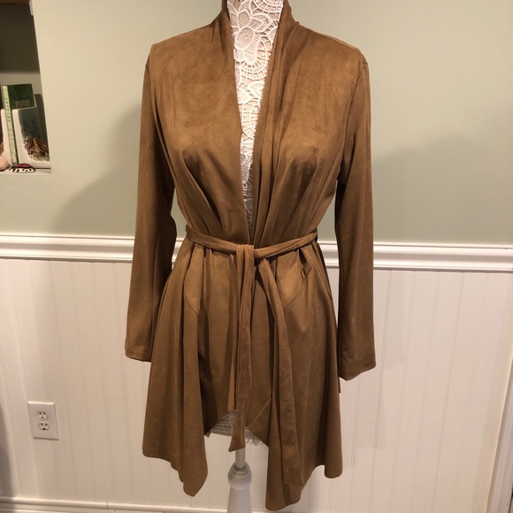 Halston Heritage | Jackets & Coats | H Halston Faux Suede Belted ...